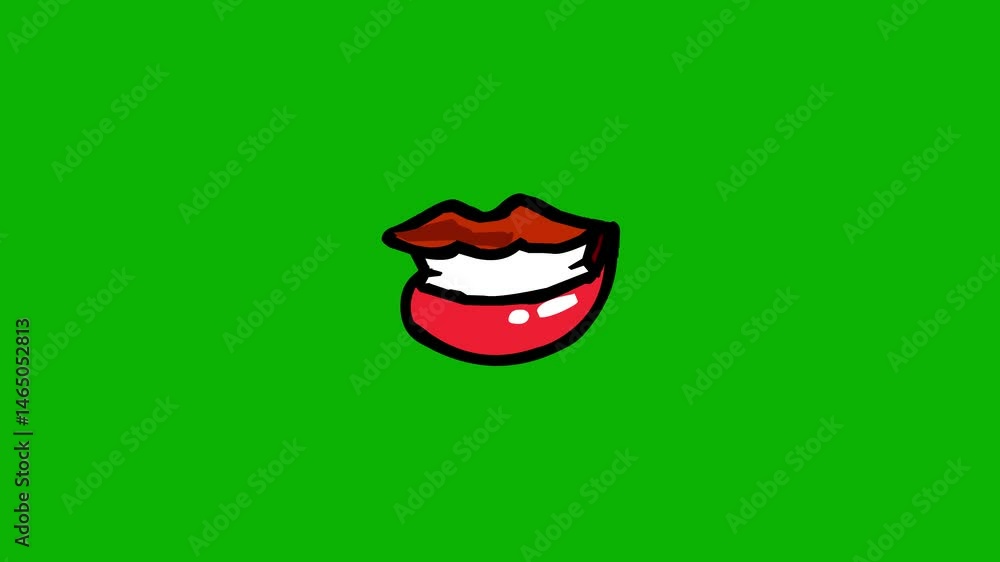 Cartoon Female Mouth Lip Sync On Green Screen 2D Animation | loopable ...