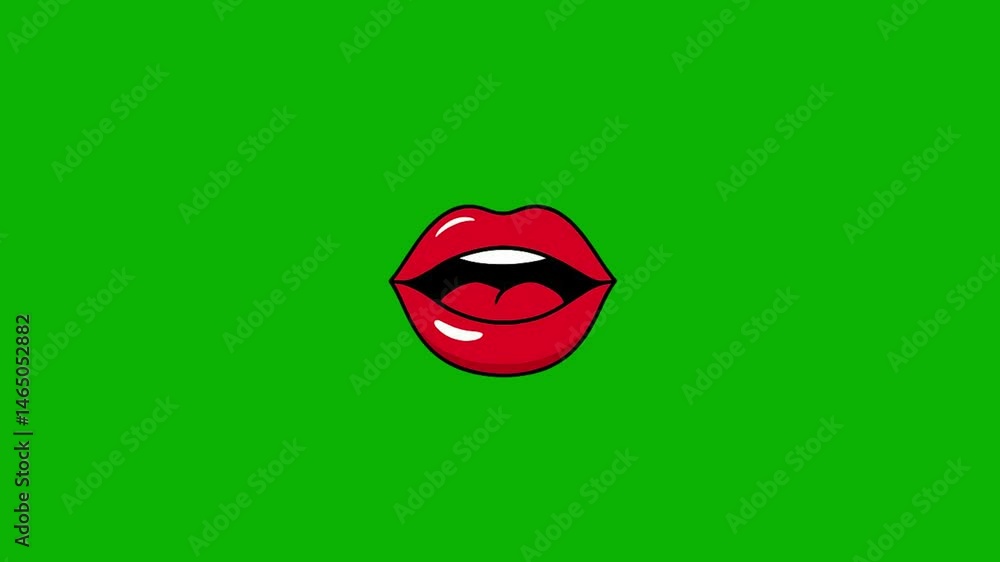 Cartoon Female Mouth Lip Sync On Green Screen 2D Animation | loopable ...