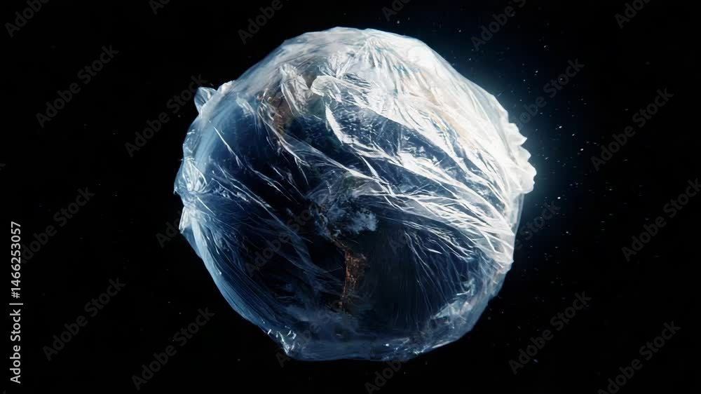 Earth wrapped in plastic symbolizes urgent need to stop pollution and ...