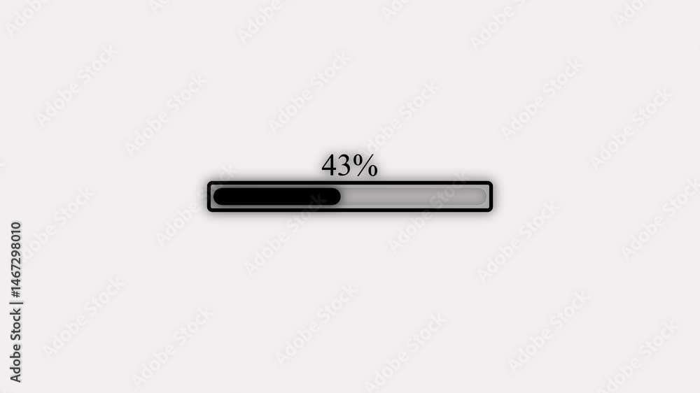 Abstract Loading Progress Bar from 0 to 43% stuck. HUD Futuristic ...
