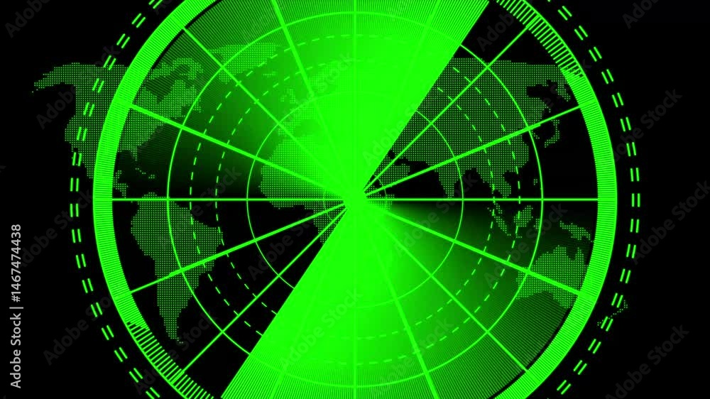 Signal transmitted digital sonar radar animation. Radar point to detect ...