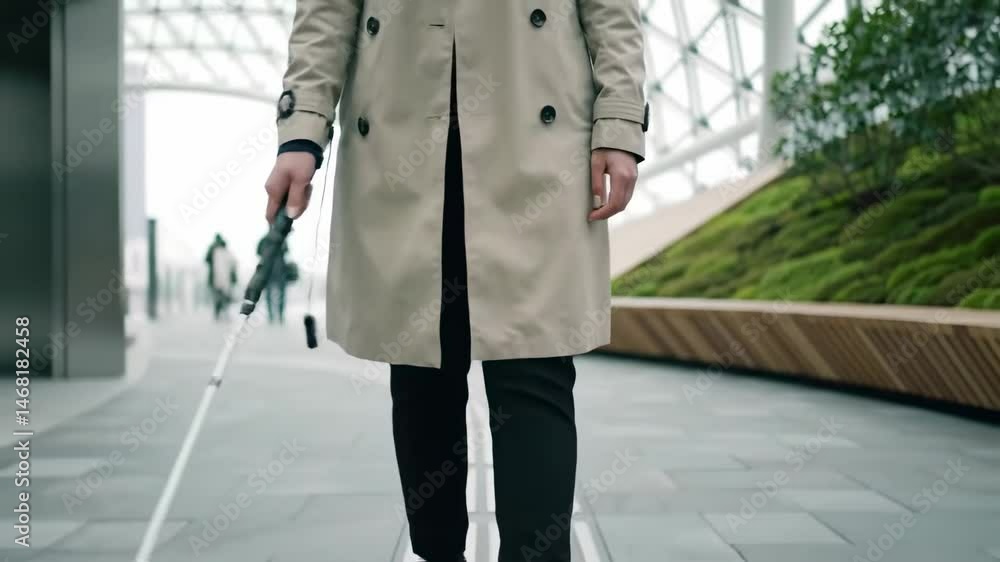 Blind woman navigates inclusive transit hub using AI cane and tactile ...