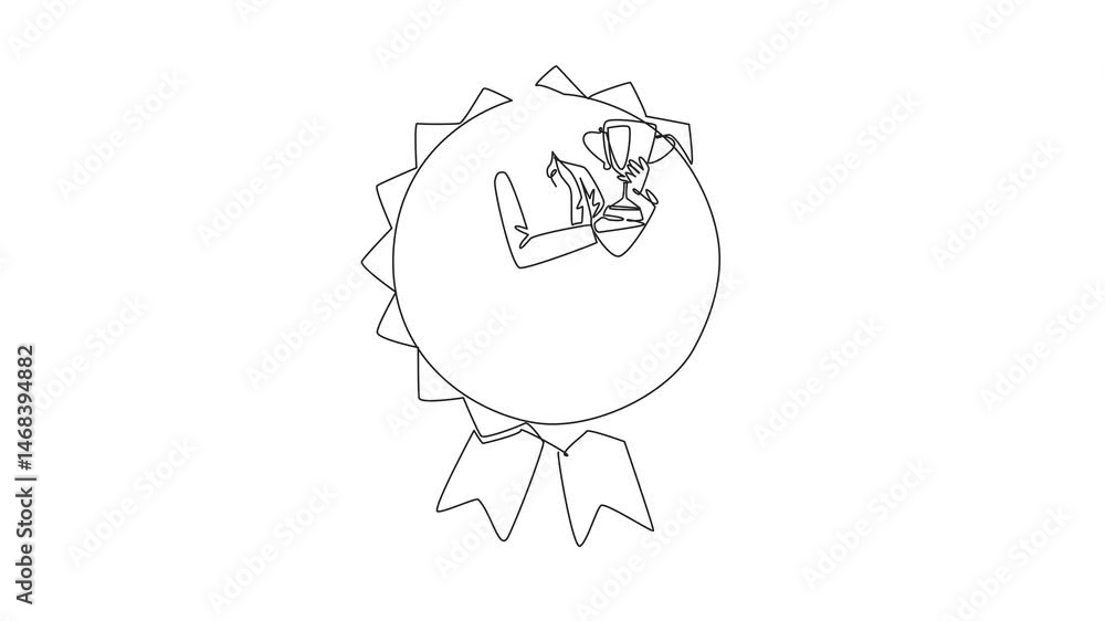 Self drawing animation of continuous one line drawing woman in blazer ...