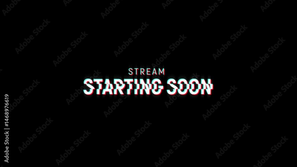 stream starting soon motion text animation with glitch pixel effect and ...