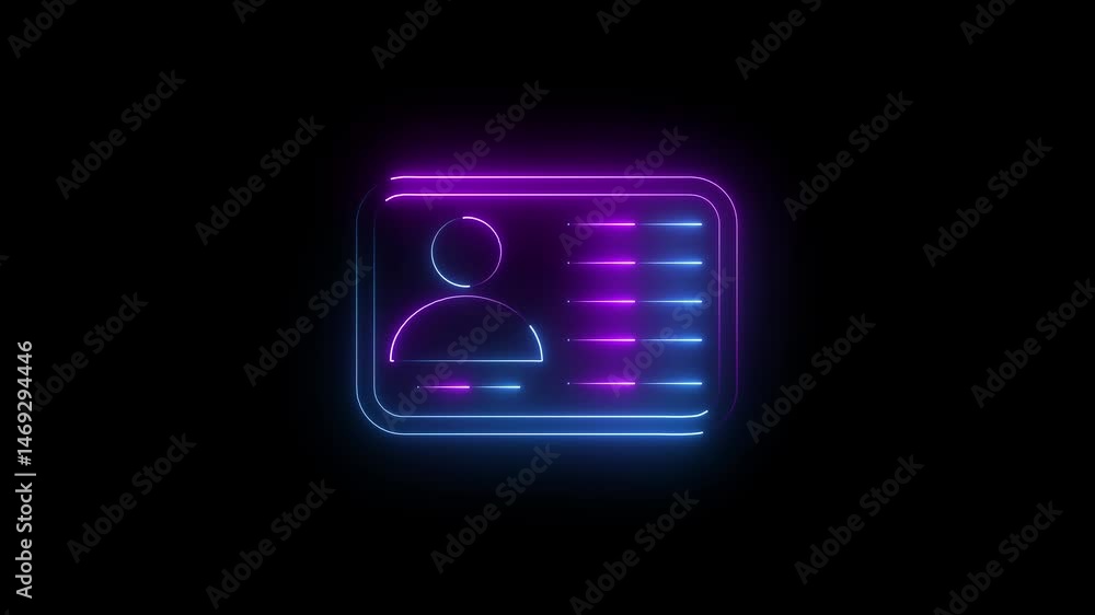 Neon ID Card icon. Identification card outline icon. personal ...