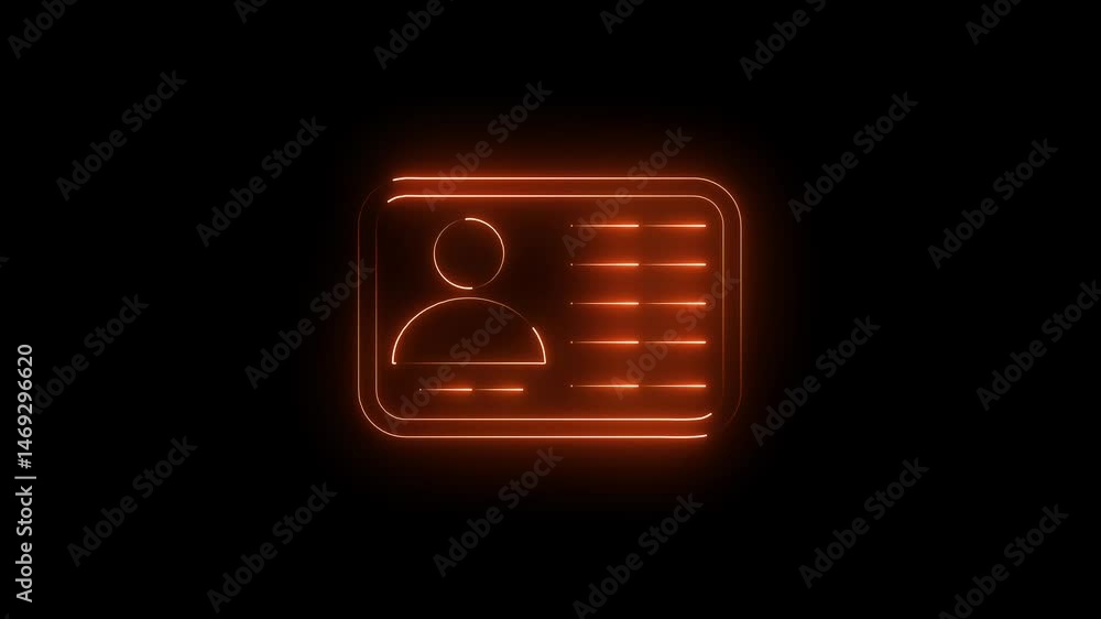 Neon ID Card icon. Identification card outline icon. personal ...