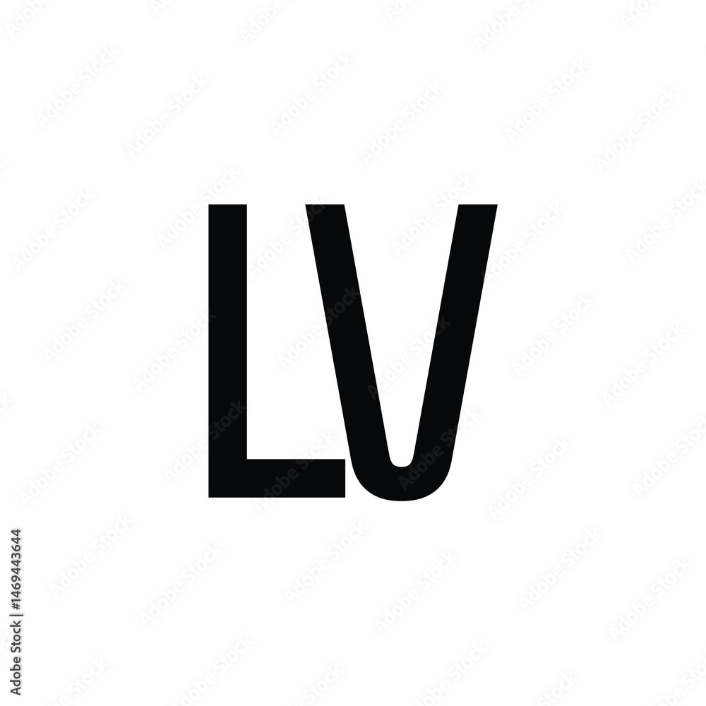 Poster LV monogram logo design letter text name symbol monochrome ...