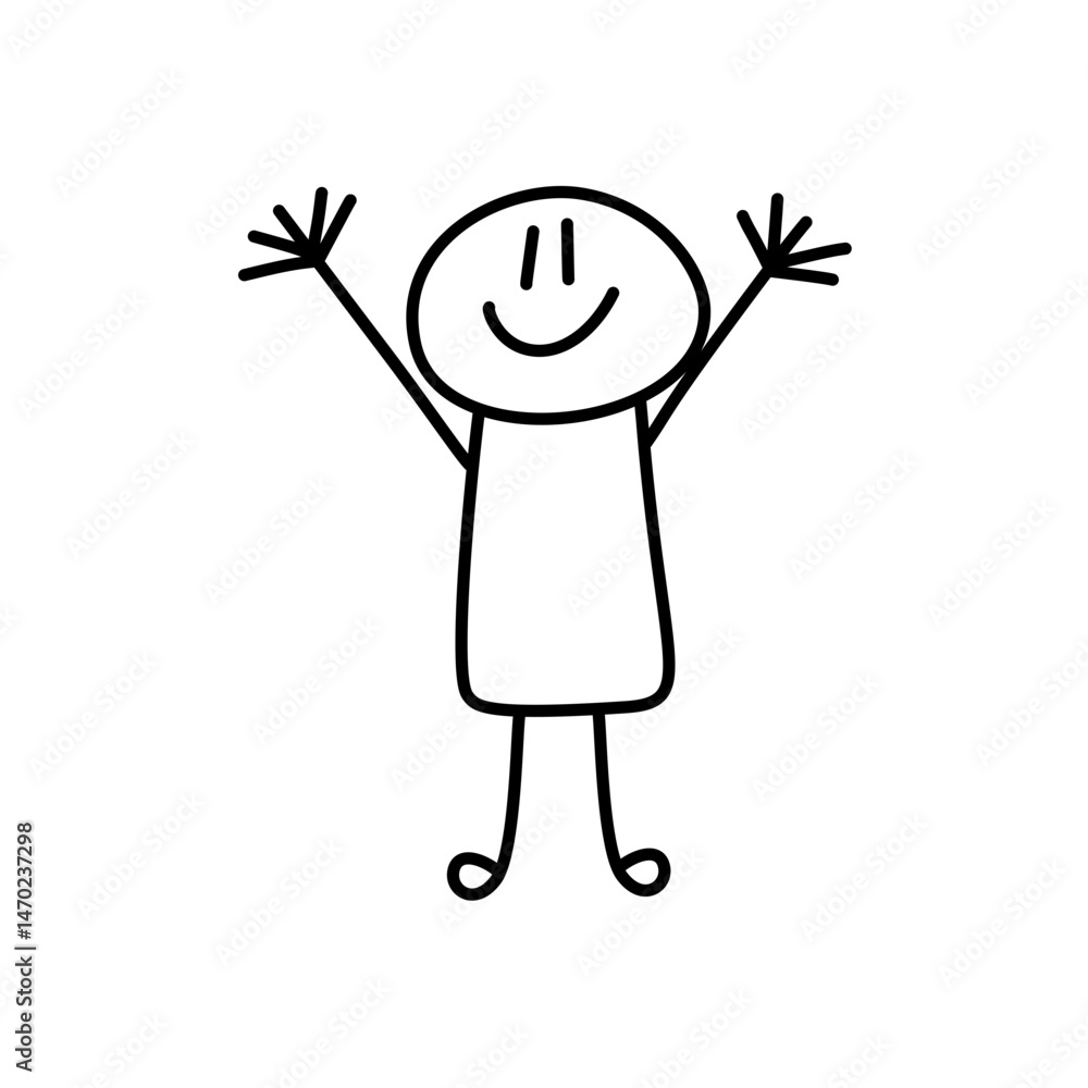 Poster Doodle Stickman Character. Hand Drawn Vector Illustration – Wall ...
