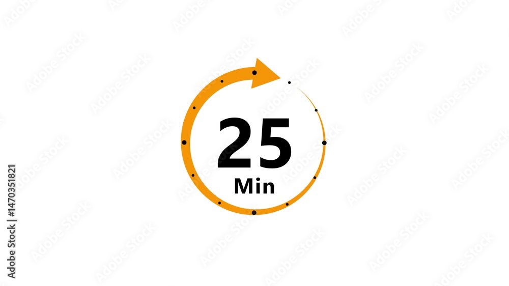 25 minute timer symbol, isolated on transparent white background with ...
