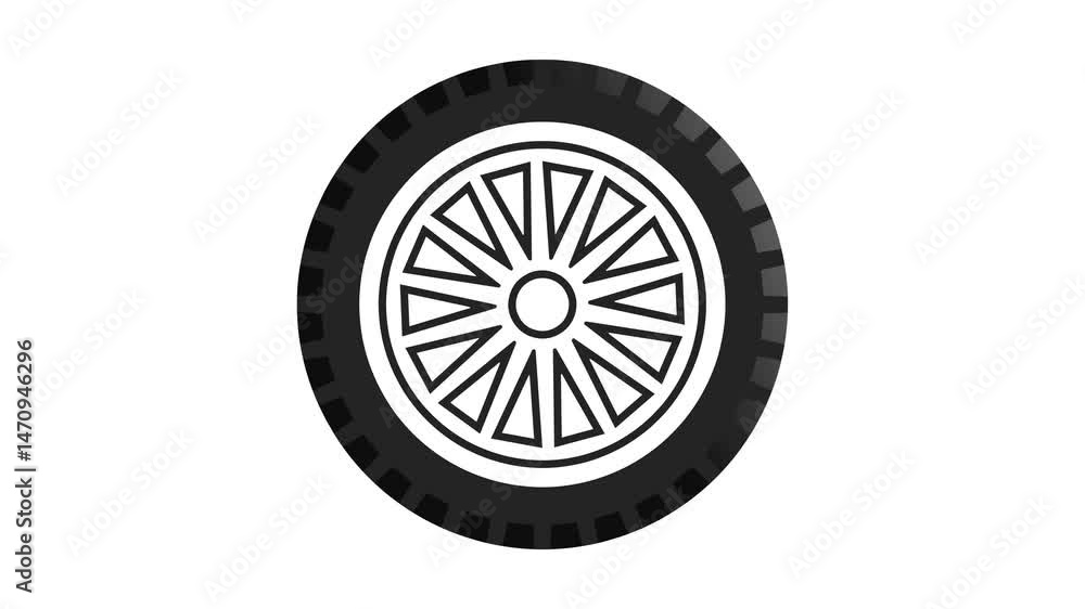 Vector animation of rotating car wheels with transparent background in ...