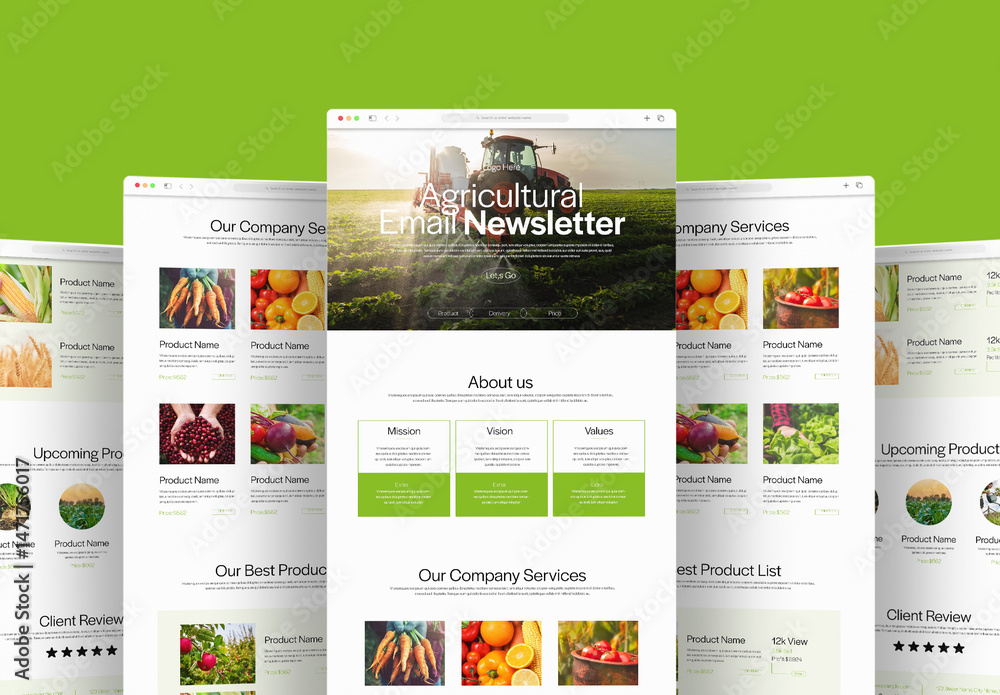 Agricultural Email Newsletter Design Template Stock Template | Adobe Stock