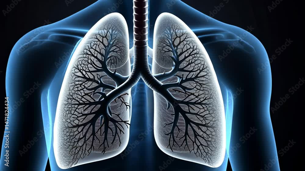 Close-up image of human lungs. Detailed anatomy of respiratory system ...