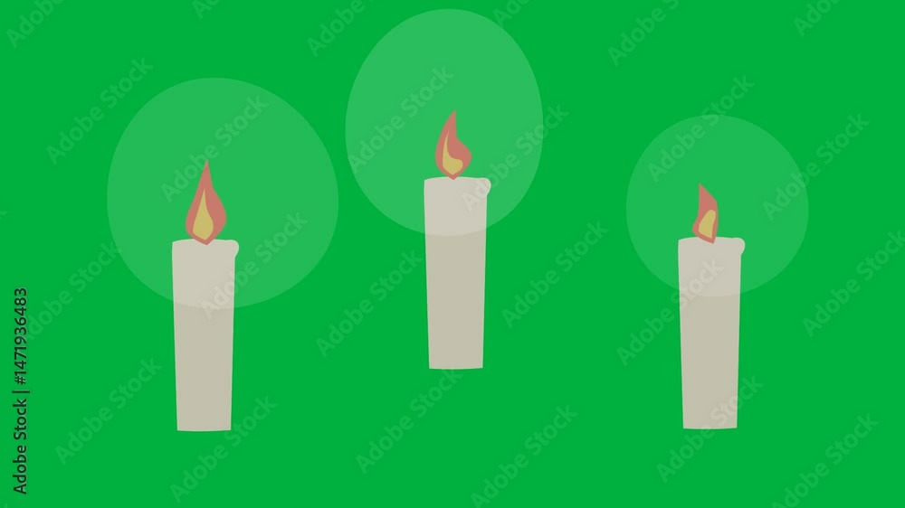 Animated candles burning on green screen, perfect for celebration ...
