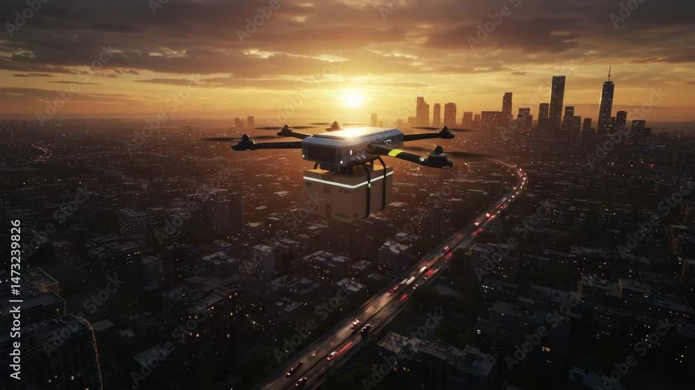 complex drone aerial cityscape sunset urban landscape, 4k video, Aerial ...