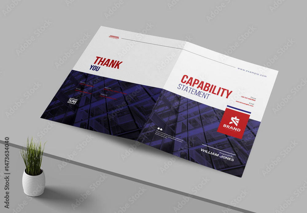 Capability Statement Bifold Brochure Layout Stock Template | Adobe Stock