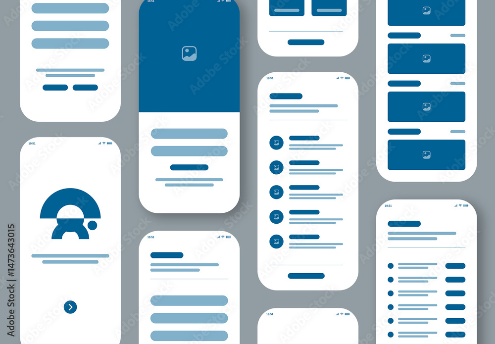 Modern Mobile App Wireframe UI UX Design Template Stock Template ...