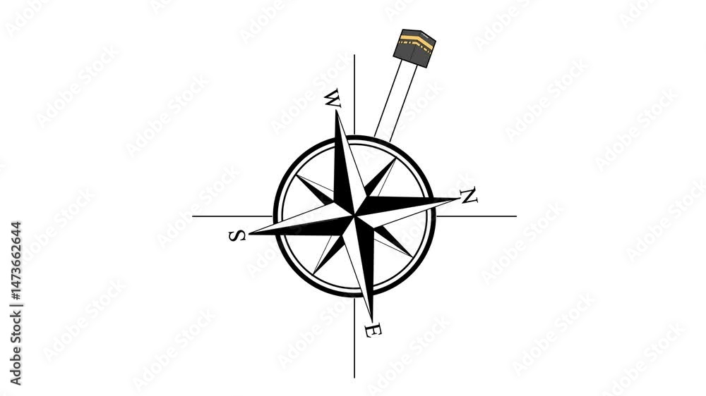Kaaba Location Marker with Compass Ready for Qibla.Find the direction ...