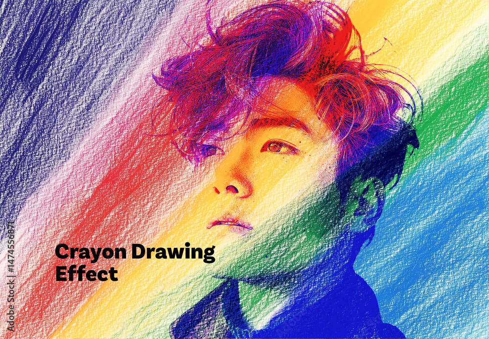 Crayon Drawing Photo Effect Stock Template | Adobe Stock