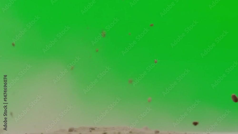 Ground Explosion with Flying Debris on Green Screen – Realistic Land ...