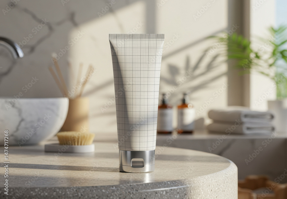 Stand Toothpaste on Bathroom Packaging Mockup Stock Template | Adobe Stock