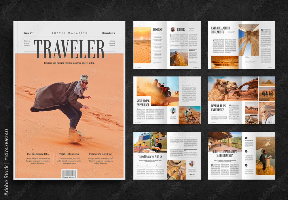 Travel Magazine Layout Stock Template | Adobe Stock