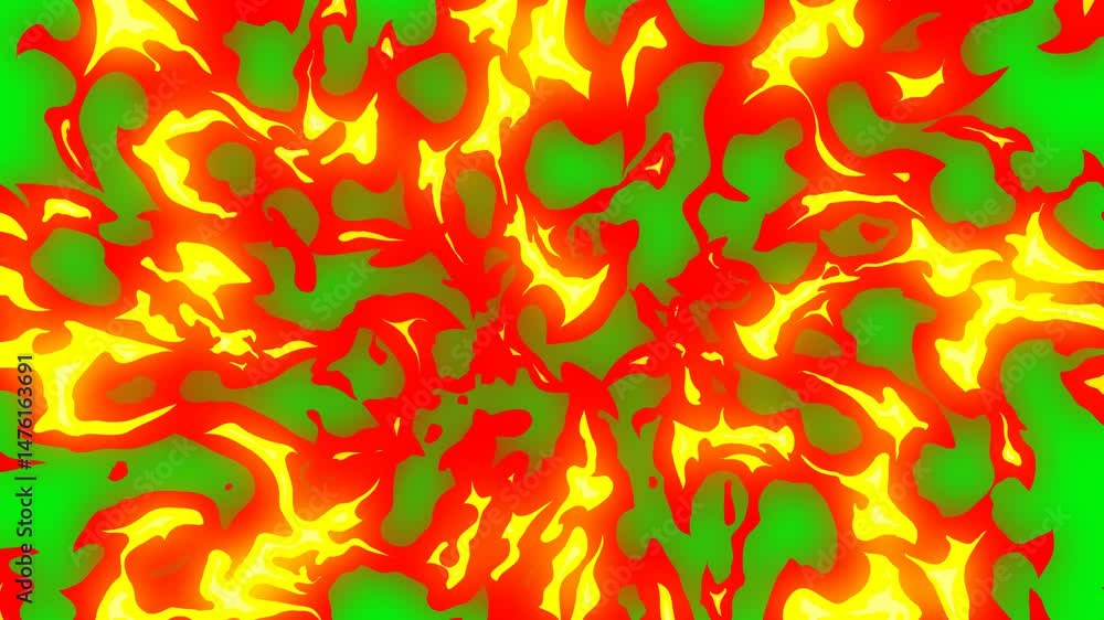 Orange Red Flames Engulf on green screen background. Vibrant fire ...