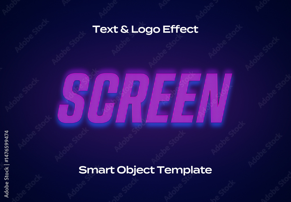 Screen Monitor TV VHS Display Text Logo Style Effect Mockup Logotype ...