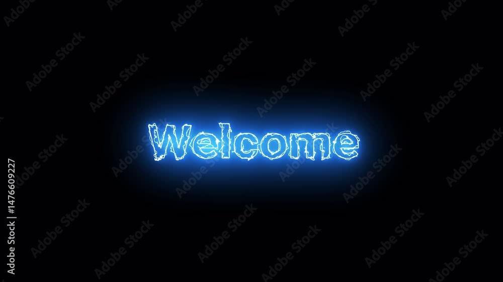 welcome neon glowing sign, welcome text animation on a transparent ...