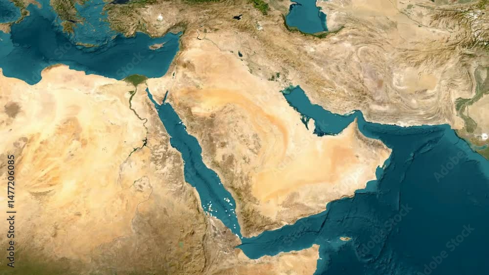 Animated Map of the Red Sea Between Continents of Asia and Africa ...