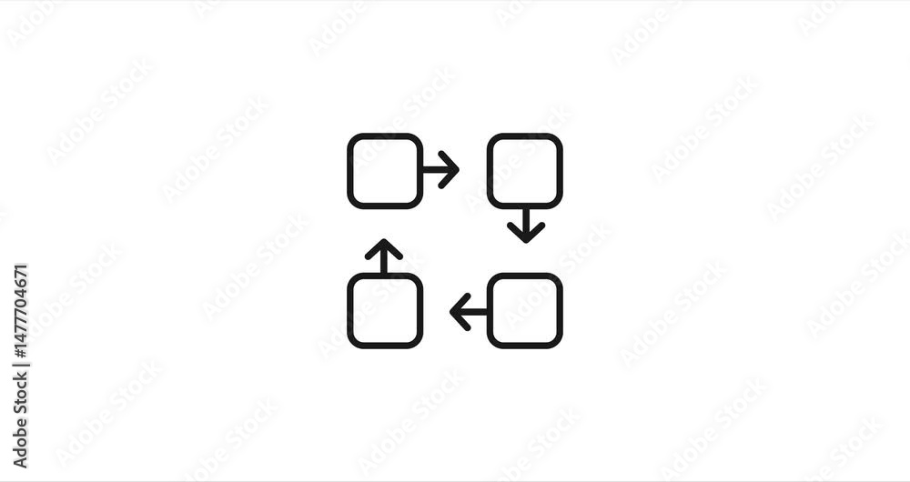 Aesthetic line PDCA cycle animation. Iterative workflow loop on white ... Aesthetic line PDCA cycle animation. Iterative workflow loop on white ...