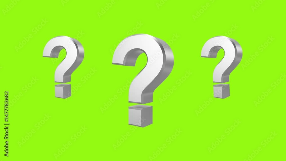 Question mark green screen. White question mark 3d animation, question ...