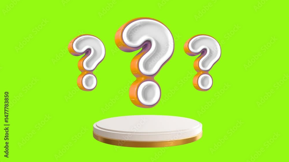 Golden question mark on green screen. Question mark 3d animation ...