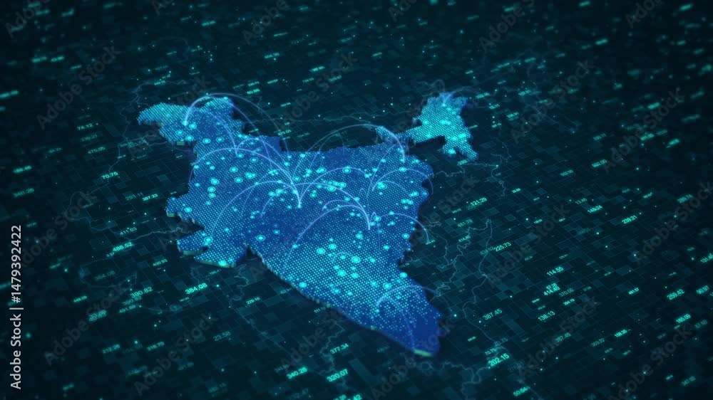 Digital map of India Indian futuristic background. world map, world ...