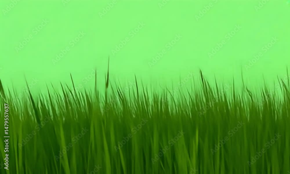 Green grassy field with chroma key background for compositing and VFX ...