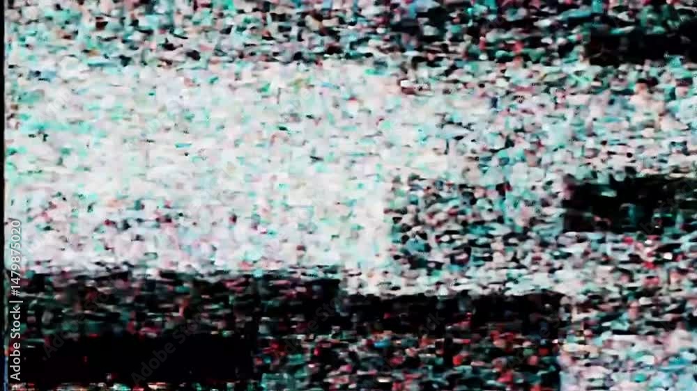 Bad VHS animation with broadcast pixel noise and glitch effects. Retro ...