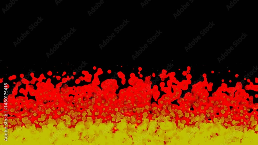 4K animation of falling cartoon fire icons looping smoothly on green ...