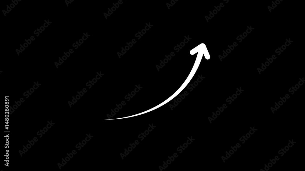 Hand Draw Doodle Arrow With Scribble Animation. Arrow curve growth ...