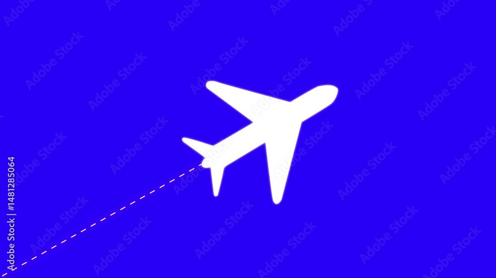Airplane line path animation, air plane flight route with start point ...