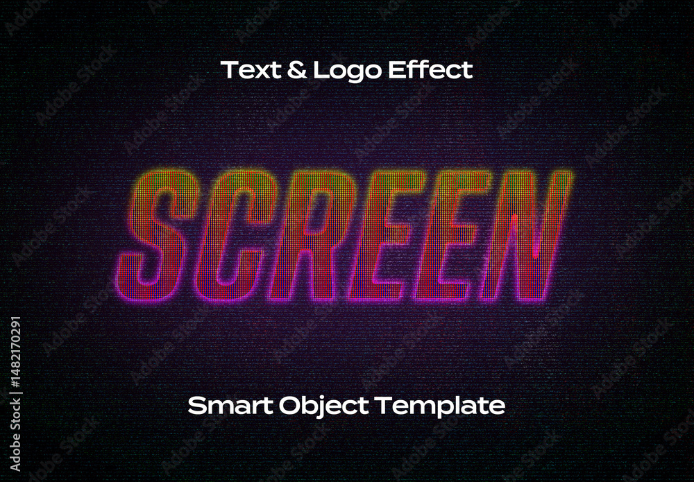 Screen Monitor TV VHS Display Text Logo Style Effect Mockup Logotype ...