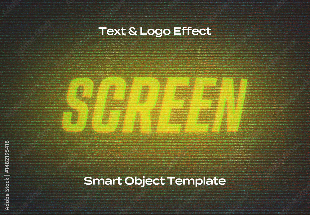 Screen Monitor TV VHS Display Text Logo Style Effect Mockup Logotype ...