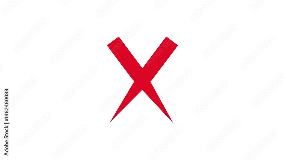 red cross mark animation white background, Wrong icon 4k Motion graphic ...