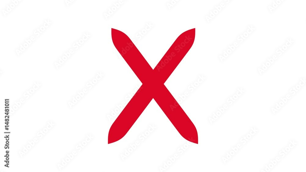 red cross mark animation white background, Wrong icon 4k Motion graphic ...