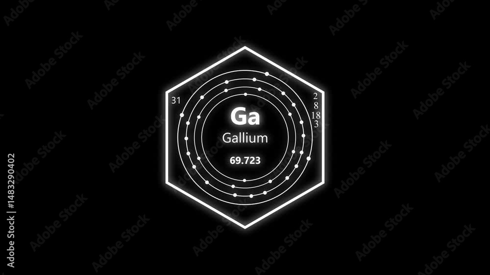 gallium chemical element periodic table on background. animated ...