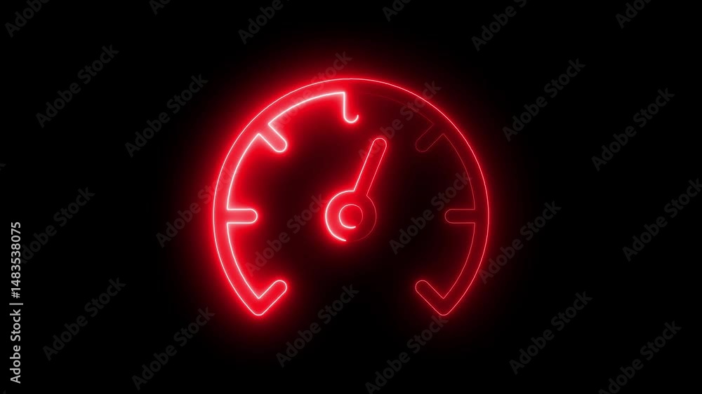 Neon glowing analog race car speedometer animation speedometer display ...