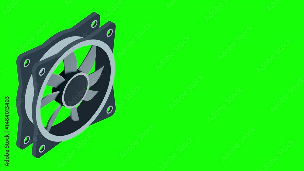 Isometric computer fan animation. Computer fan cooler. Isometric of PC ...