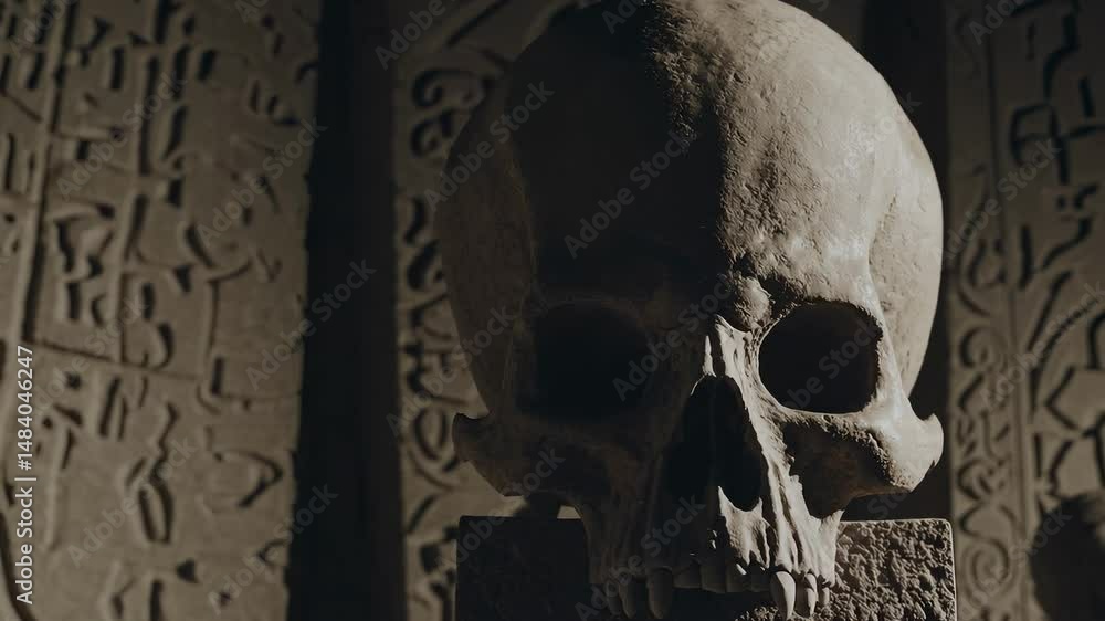 Mysterious Human Skull in Dark Ancient Tomb Chamber – Mysterious Pre ...