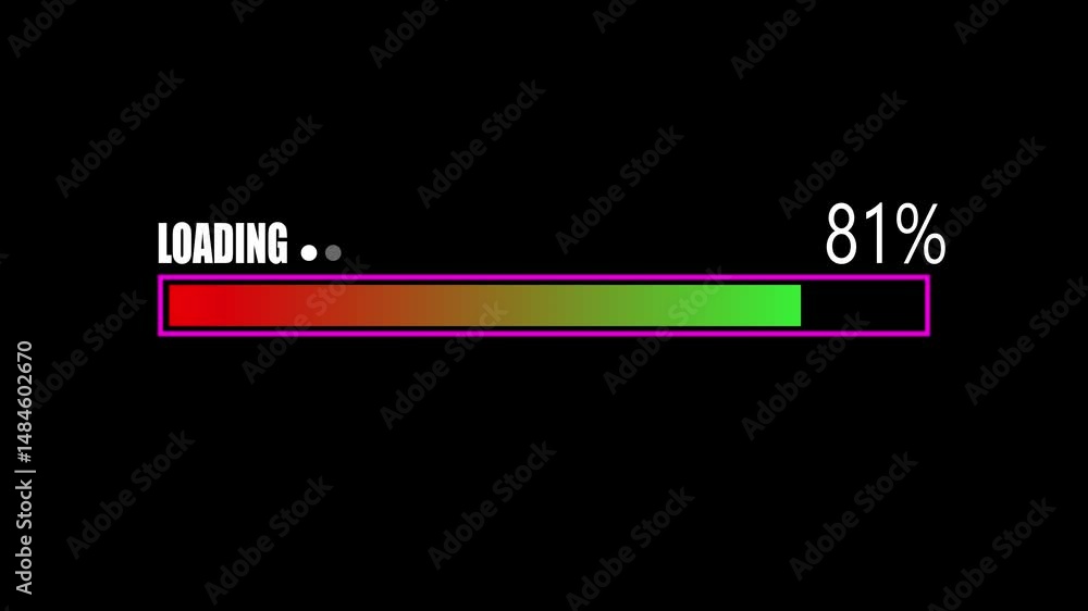 Processing bar with loading animation on a transparent alpha background ...