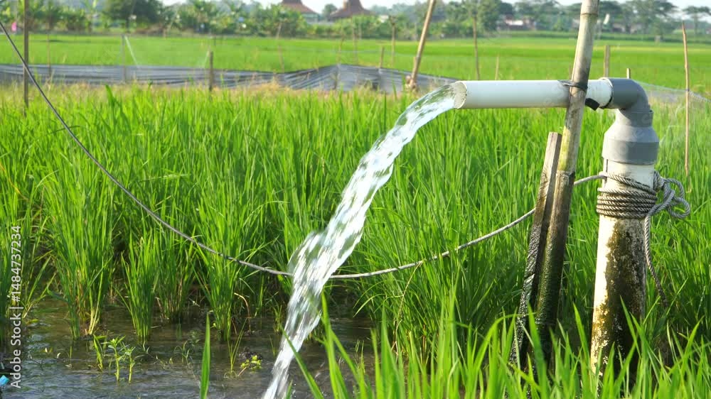 Vidéo Stock Irrigation of rice fields using pump wells with the ...