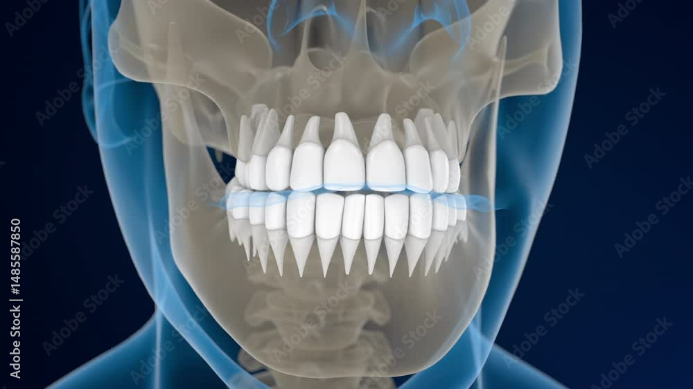 Side view of transparent jaw showing crooked teeth growing at bad ...
