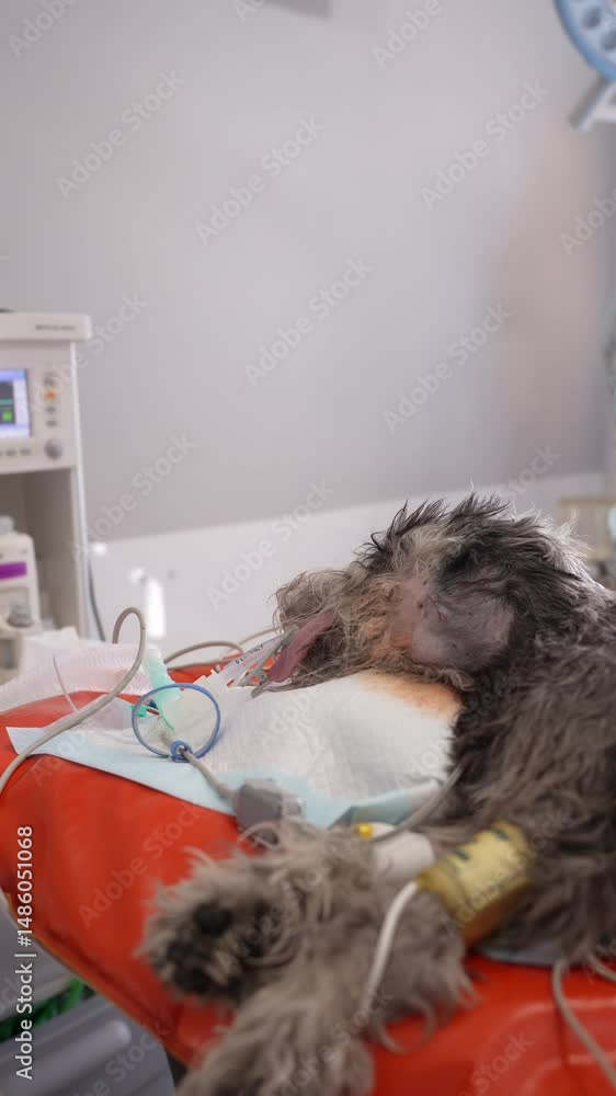 Veterinary team performing delicate surgical procedure on sedated ...